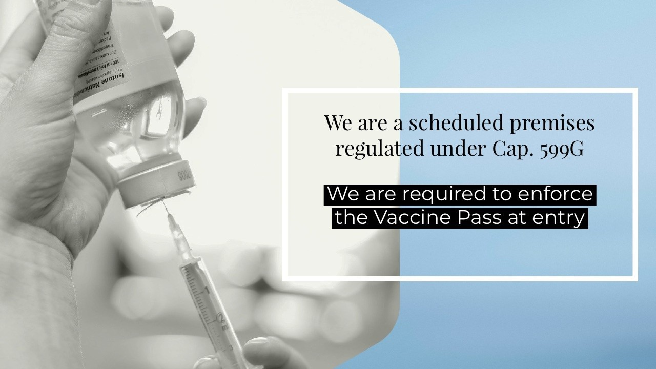 Vaccine Pass required for entry - Carte Blanche Japanese Salon